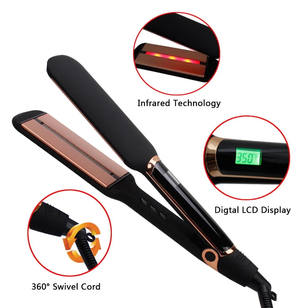 Infrared Hair Straightener 2 Inch Wide Flat Iron Ceramic Instant MCH ...