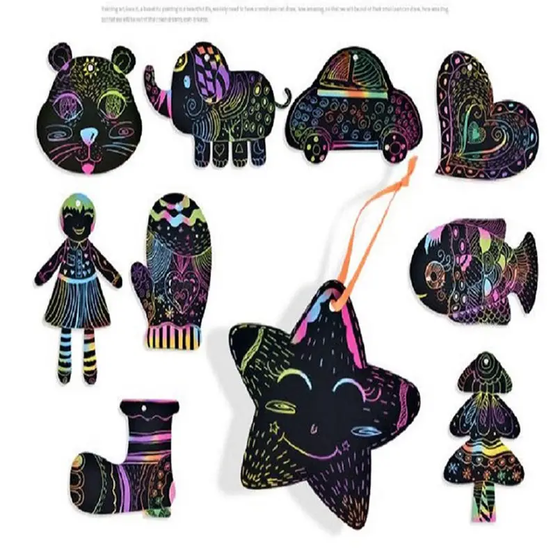 10pcs Kids DIY Doodling Drawing Magic Scratch Painting Book 19*26cm ...