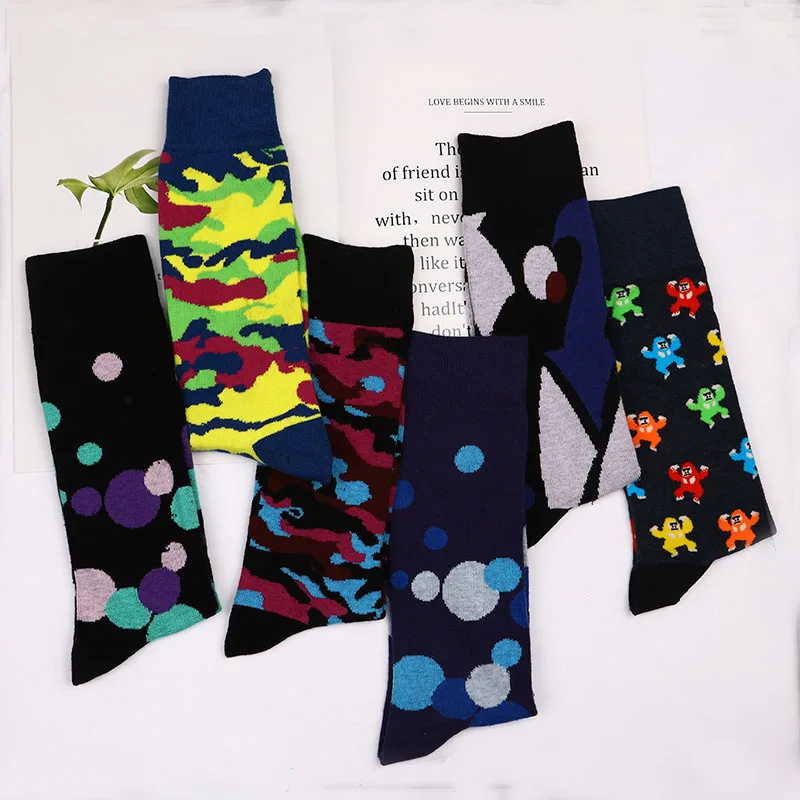 Hot Sale Casual Mens National Impression painting Long Socks New Autumn ...