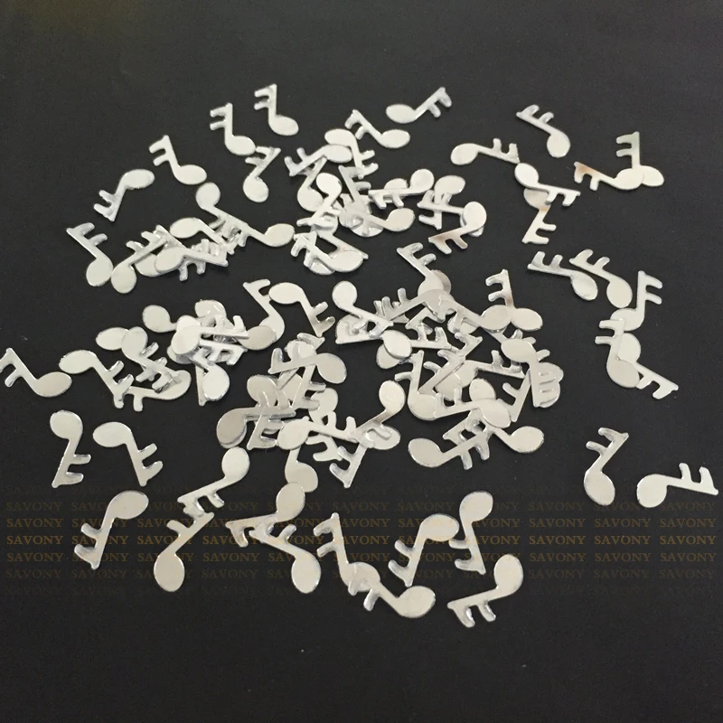 1000pcs/pack 10mm Silver Sparkle Music Note Wedding Table Scatters ...