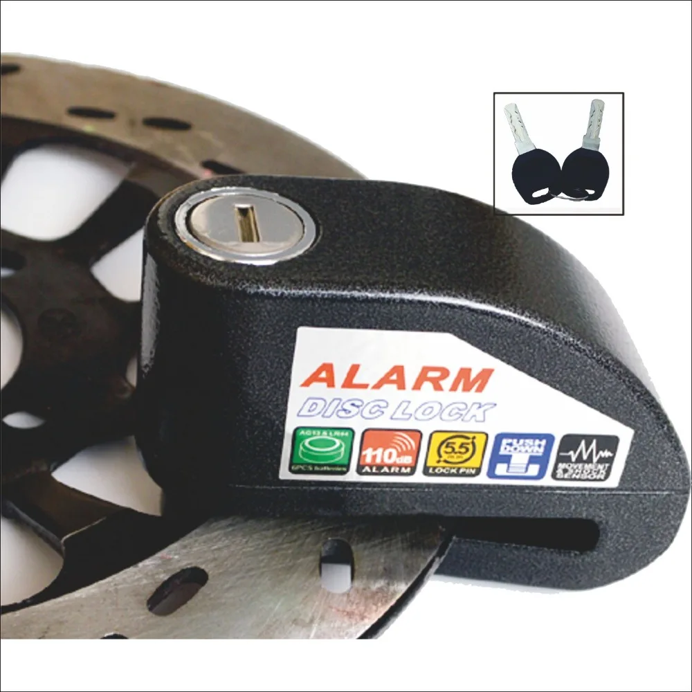 Waterproof Black Motorcycle Alarm Disc Lock, Motorbike Motorcycle Wheel ...