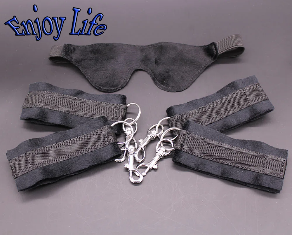 3 in 1 set restraint handcuffs, ankle cuffs, blindfold, under the bed ...