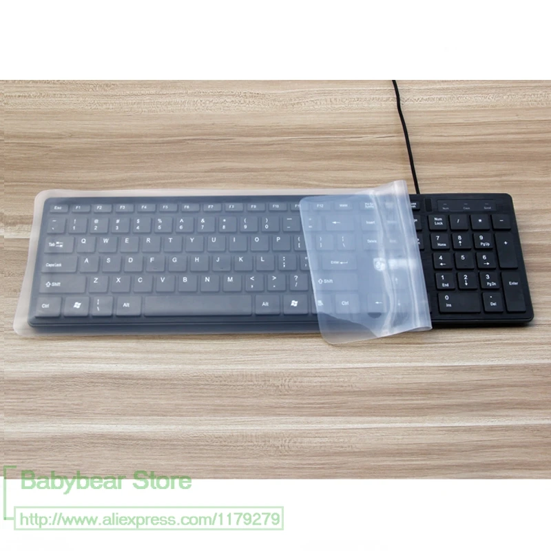 44*14cm Silicone Keyboard Protector Cover Skin For Computer Desktop ...