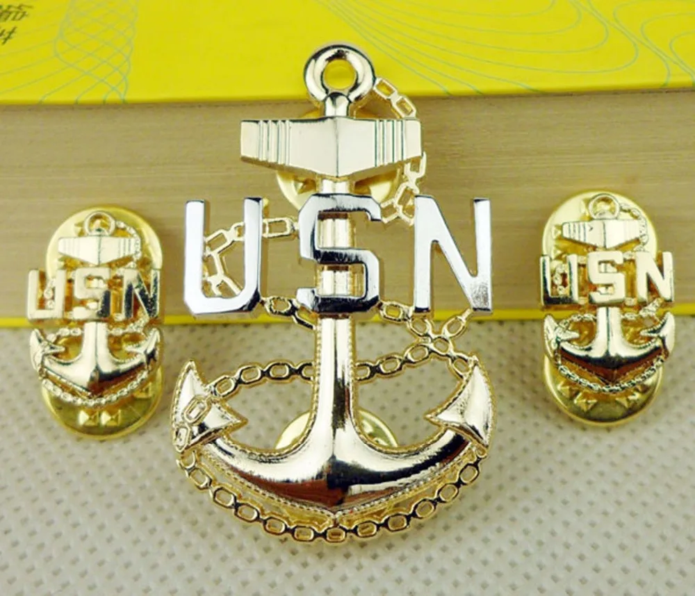 US USN U.S. Navy Metal Badge Pin Insignia With Lapel Collar Pins Navy ...