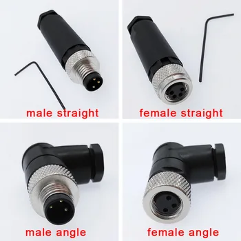 M8 sensor connector waterproof male&female plug straight angle screw ...