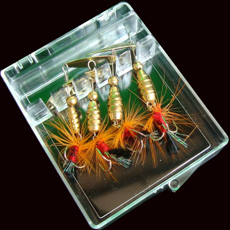 Rotating Spoon Lure Fishing Treble Hook Spinner Bait Artificial Lures 4 ...