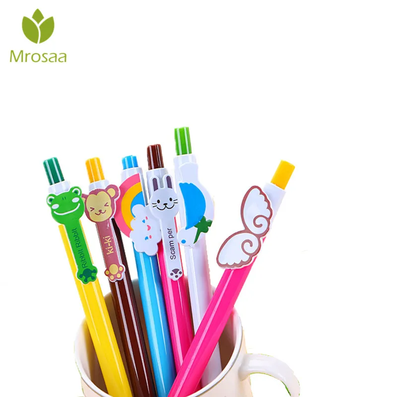 1/6PC 0.5mm Cute Cartoon Kawaii Novelty Plastic Animal Ballpoint Pens ...