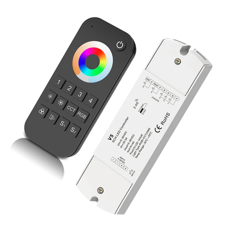 New Led RGB +CCT Strip Controller RT10 Remote With 2.4GHz 5CH V5 ...