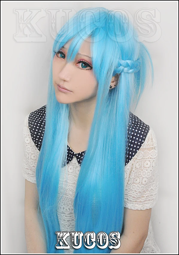 Sword Art Online Yuki Yuuki Asuna Long Blue Braided Cosplay Wig Heat ...