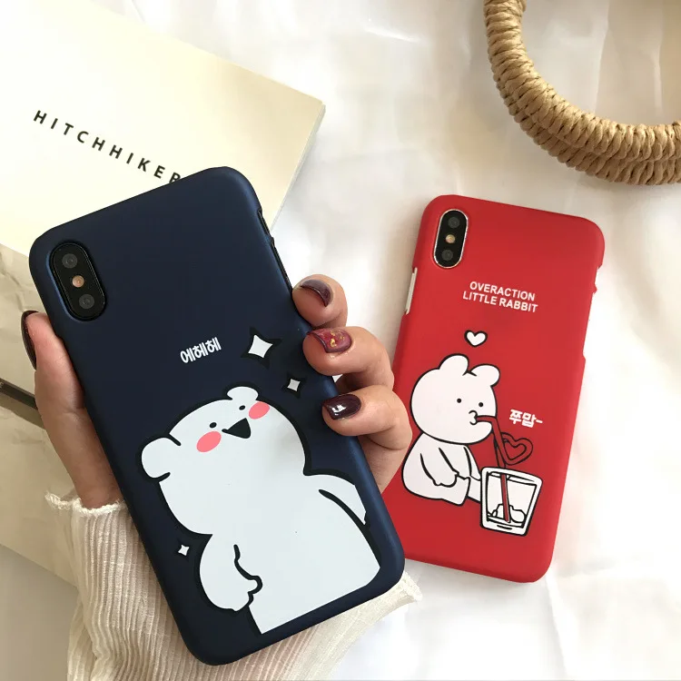 Korean Cute Cartoon Rabbit Couple Phone Case For iPhone 6 6S Puls 7 8 ...