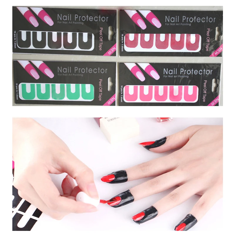 10pcs Manicure Tool Anti Overflow Sticker U Type Oil Spill Protector ...