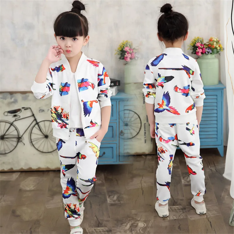 New Design Girls Spring Autumn Children's Sets Printed Top Coat And ...