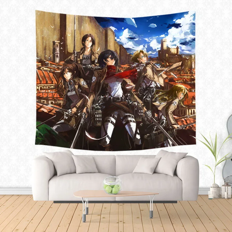 Attack on Titan Pattern Tapestry Decorative Wall Hanging Carpet Bedding ...