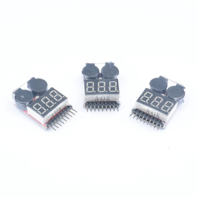 3pcs RC Lipo Battery Low Voltage Tester 1S-8S Buzzer Alarm Checker LED ...