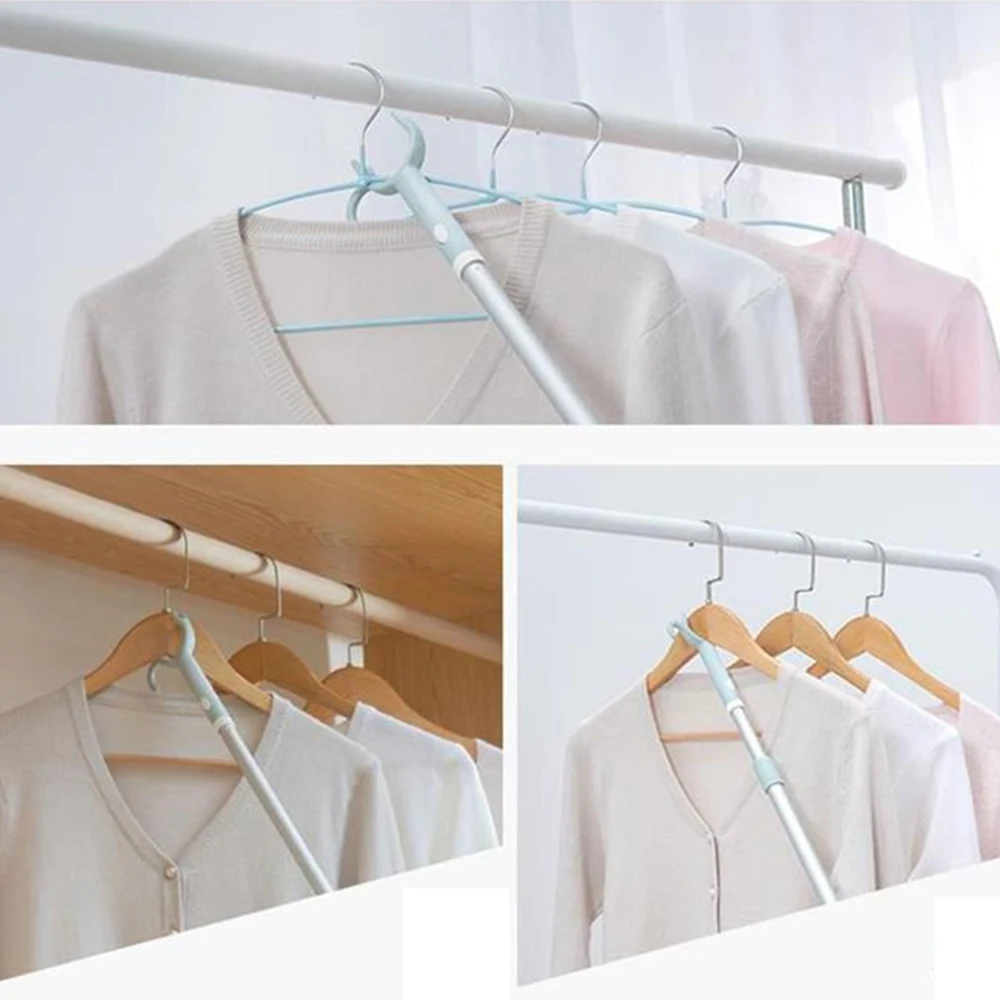 116cm Length Retractable Rods Adjustable Clothing Fork With Hanger Iron ...