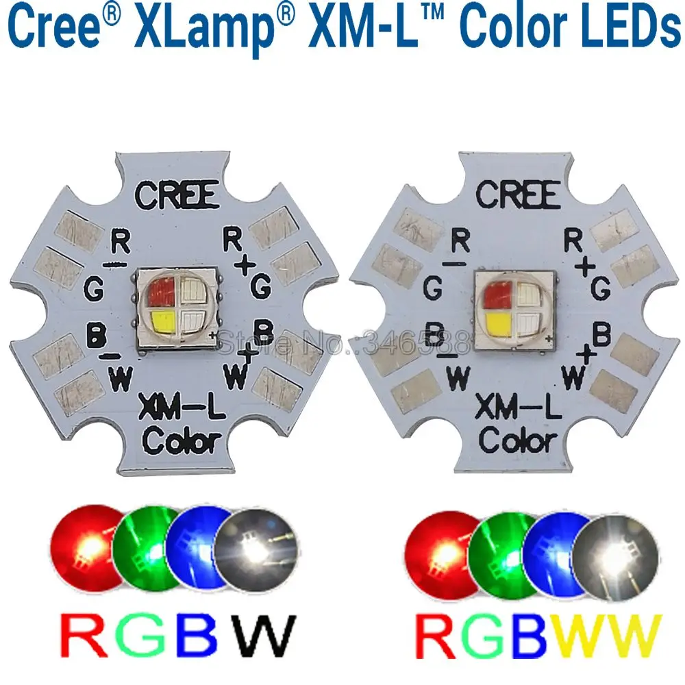 Cree XLamp XM L XML RGBW RGB 백색 또는 RGB 온난한 백색 색깔 고출력 LED 이미 터 4 칩 20mm 별 PCB 널, 10w|led emitter ...