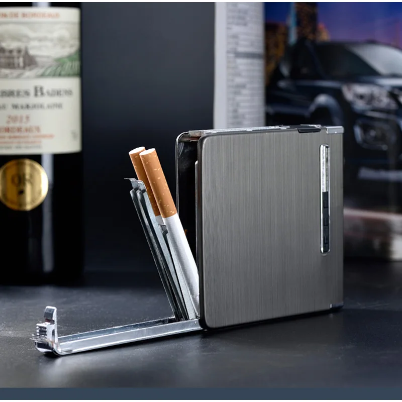 (20 sticks ) Metal Electronic USB Cigarette Case Lighters Charging ...