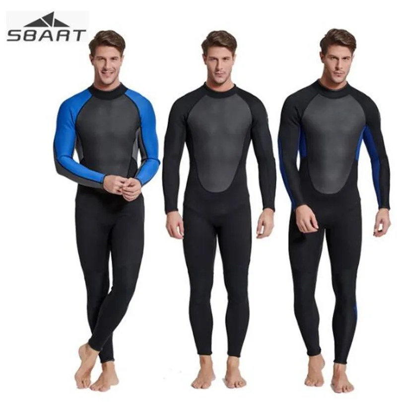 SBART Mens 3MM Long Sleeve Wetsuit Surf Spearfishing Swimwear Scuba ...