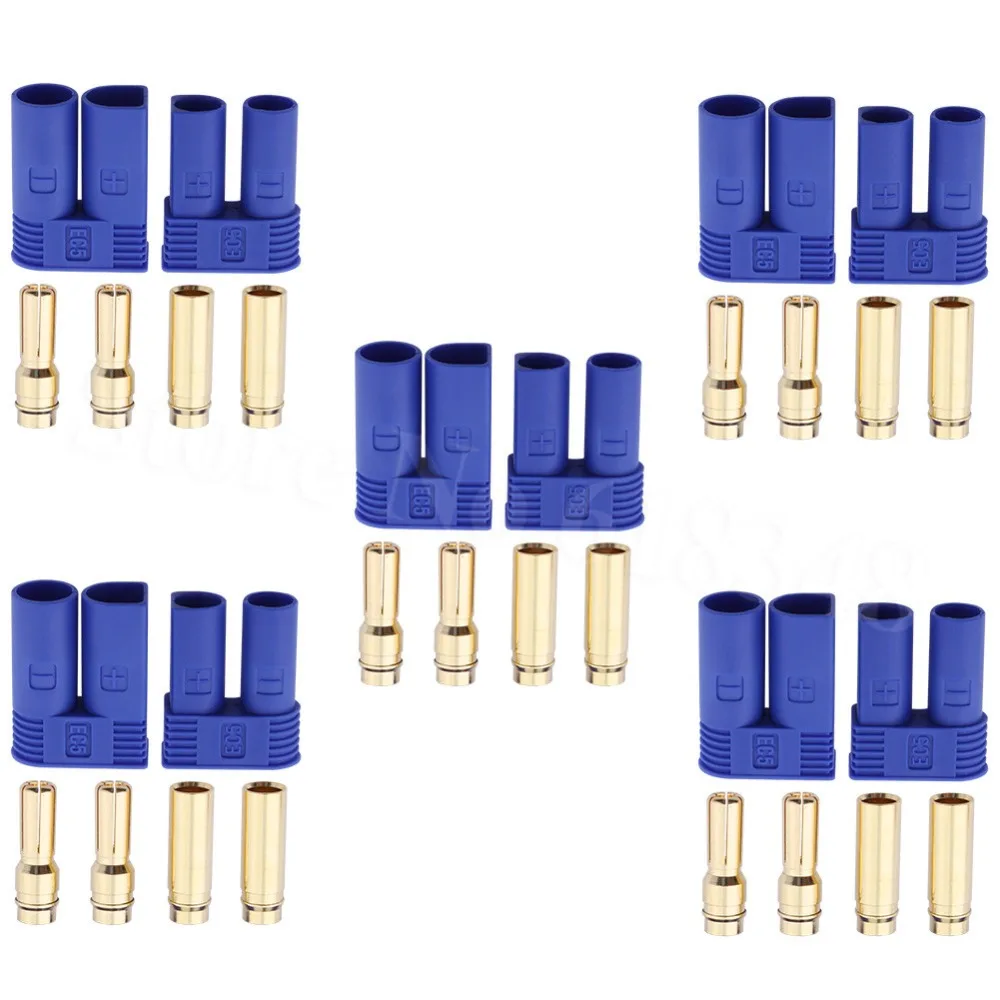 5Sets EC5 Banana Plug Connectors Female Male 5.0mm Gold Bullet ...