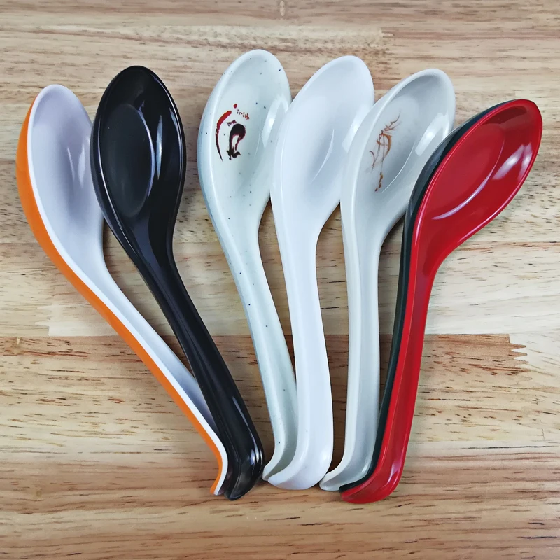 Melamine Dinnerware Bent Handle Soup Spoon Chain Restaurant Melamine Spoon A5 Melamine Tableware