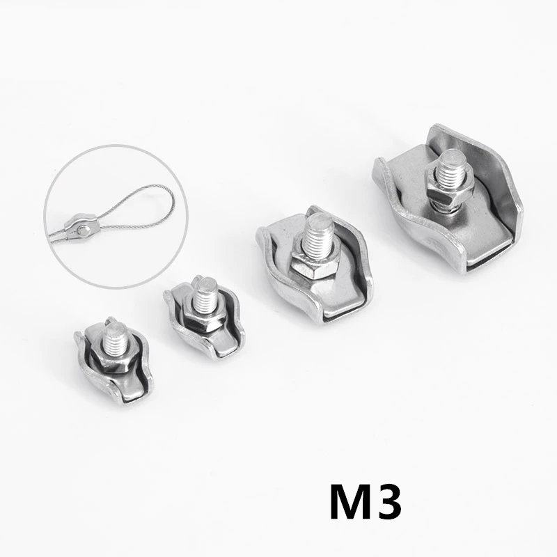 10pcs M3 3mm Clip 304 stainless steel Wire Rope Clamps Single Grip ...