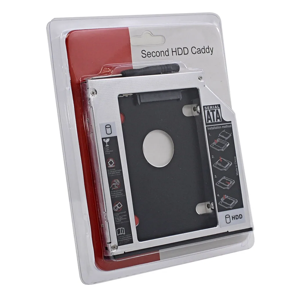Universal Aluminum 2nd HDD Caddy 12.7mm SATA 3.0 CD DVD to HDD For 2.5 ...