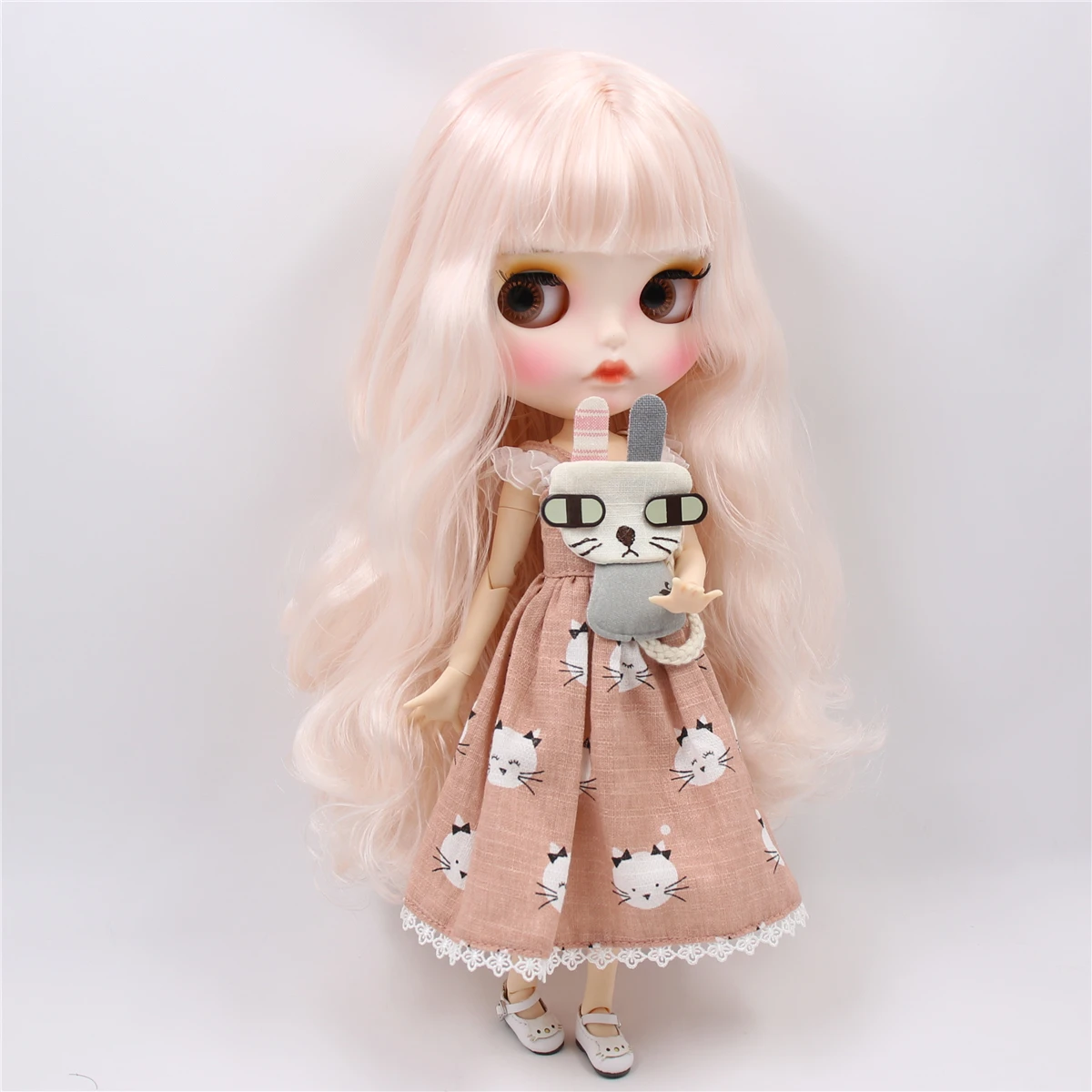 Neo Blythe Doll with Pink Hair, White Skin, Matte Pouty Face & Custom ...