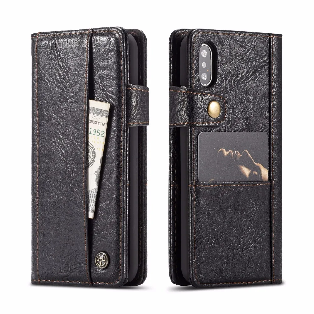 Luxury Vintage Leather Case For Coque iPhone X Case 3 Card Holder ...