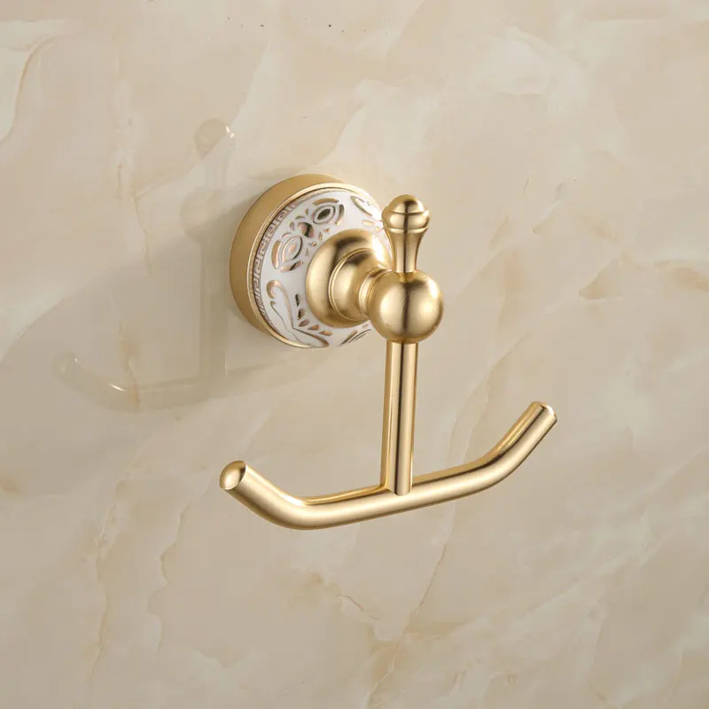 European Antique Bathroom Robe Hooks Aluminum&Ceramic Coat Hooks Gold ...