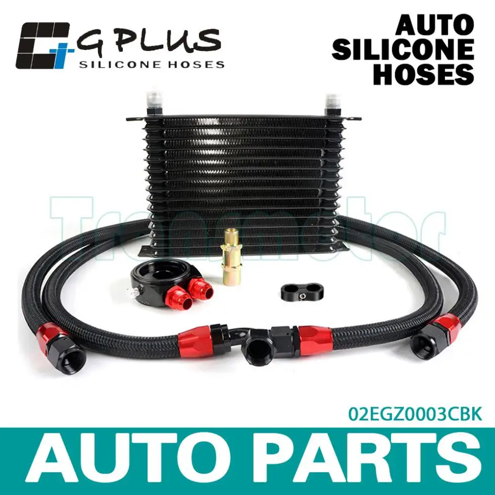 JDM 15ROW Universal Engine OIL COOLER AN10 + Oil Filter Adapter Nylon ...