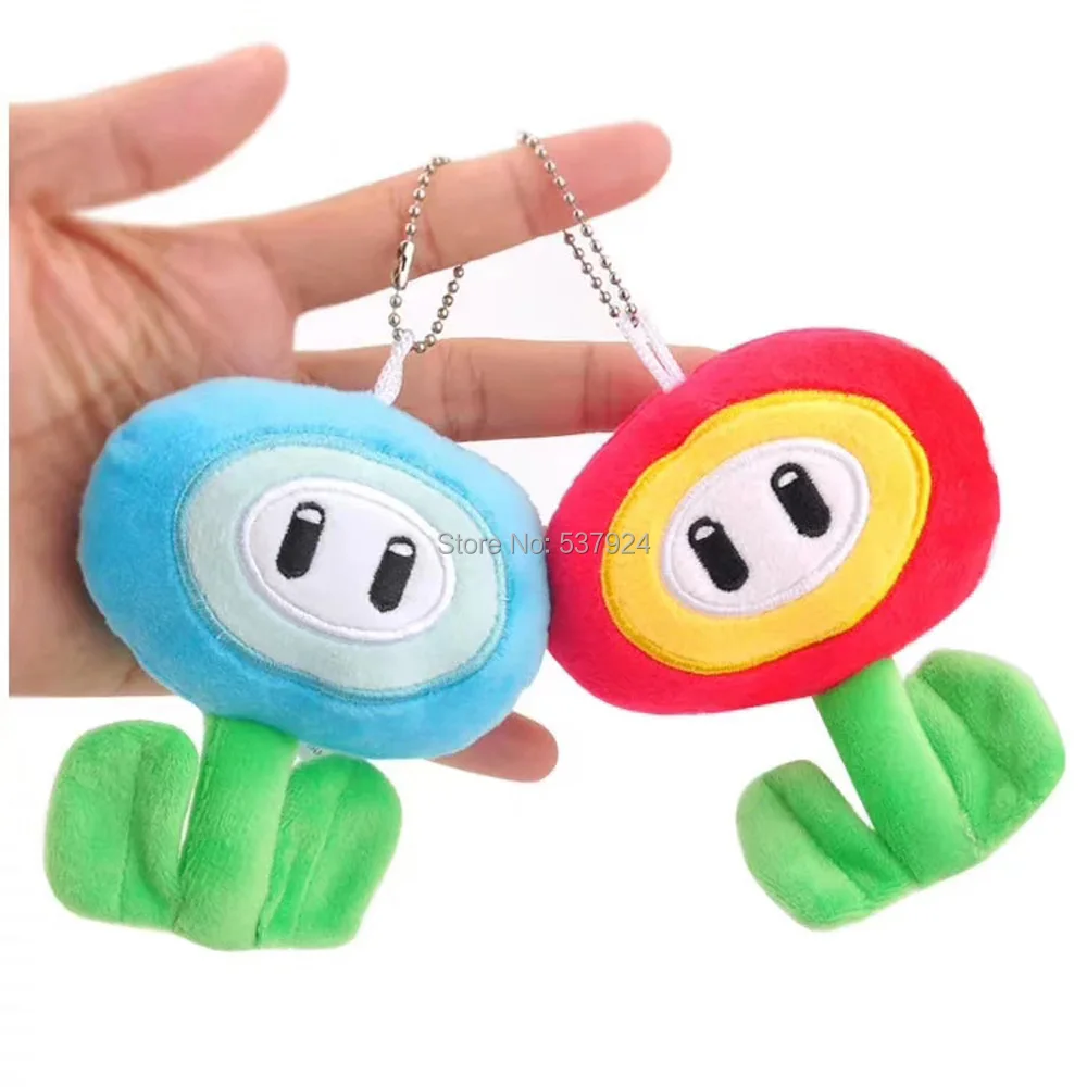 New Mario 10Pcs Ice Fire Flower 4" 10CM Plush Doll Keychain Pendant-in ...