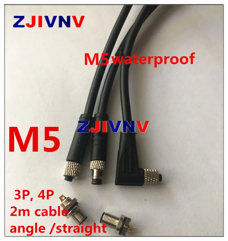 M5 Sensor Connector Cable Waterproof Plug Male&female 3p 4 Pins +2m Pvc ...