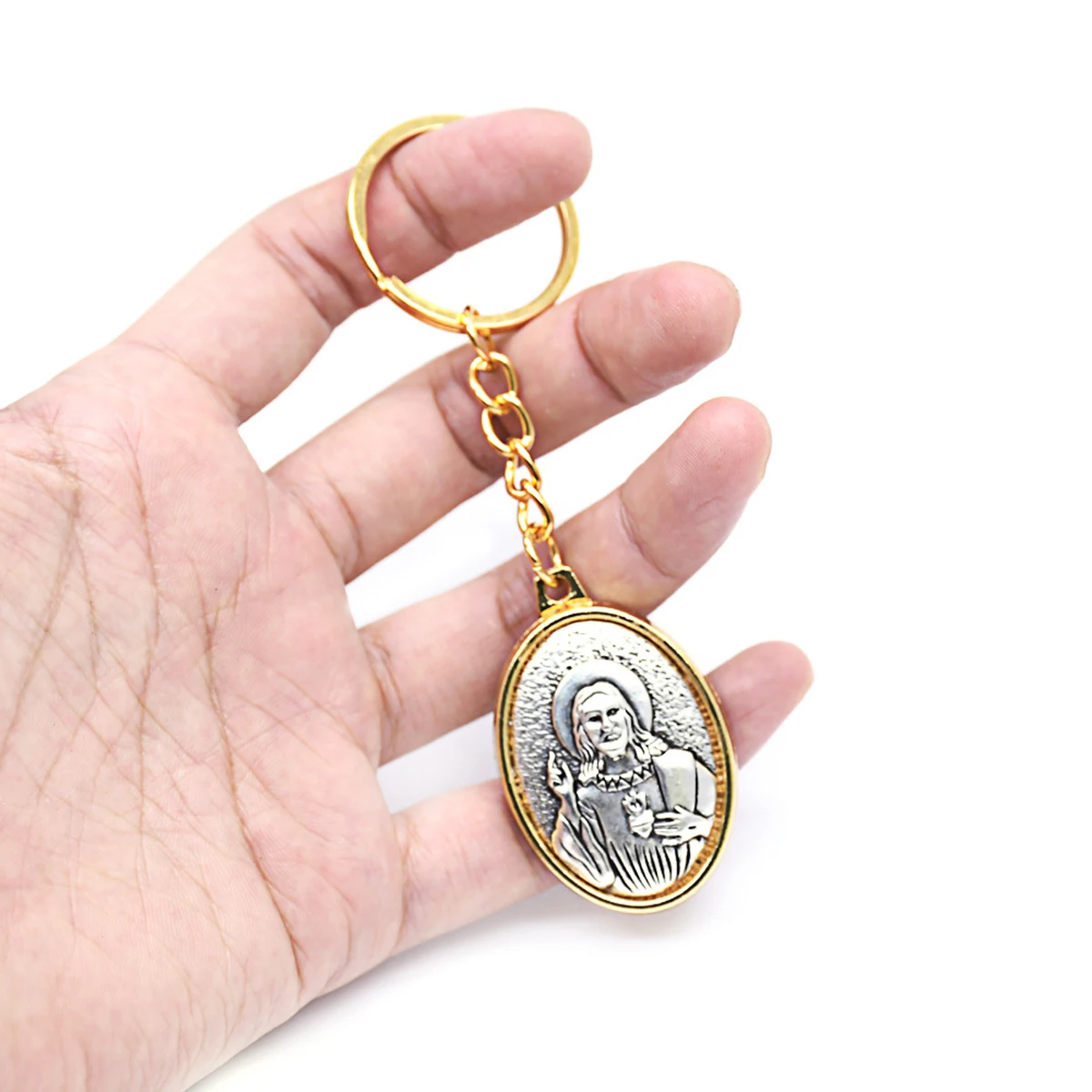 Catholic Heart Of Jesus Holy Father Pendant Keychain Gold Silver Color ...