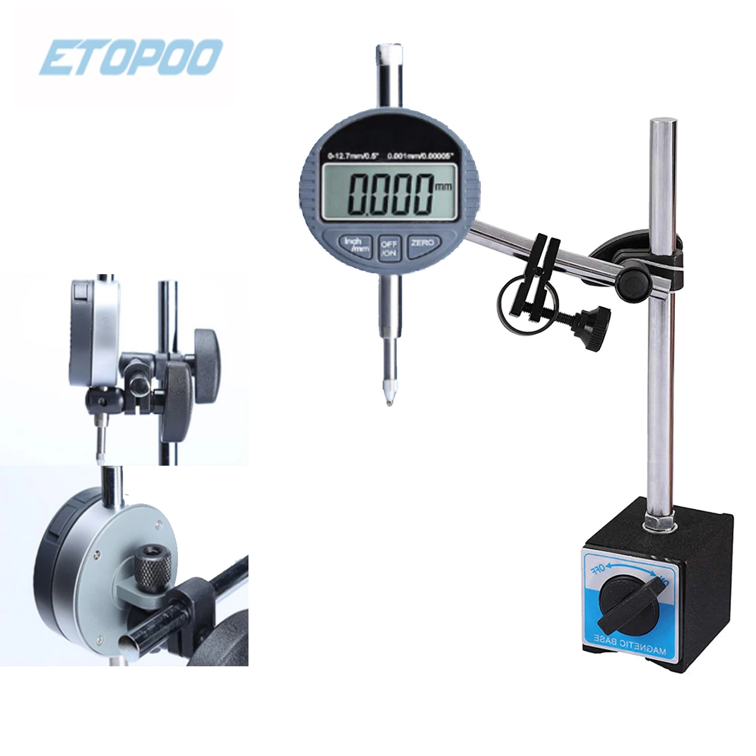 0-12.7mm Digital Indicator + 60kg Magnetic Base With Fine Adjustment ...