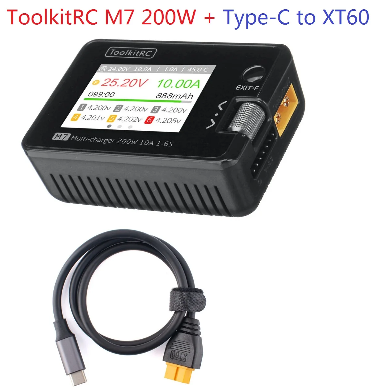 ToolkitRC M7 서보 테스터 도구 200w 10A DC 출력 1-6s 다기능 스마트 밸런스 충전기 ESC 모터 테스터 및 진단