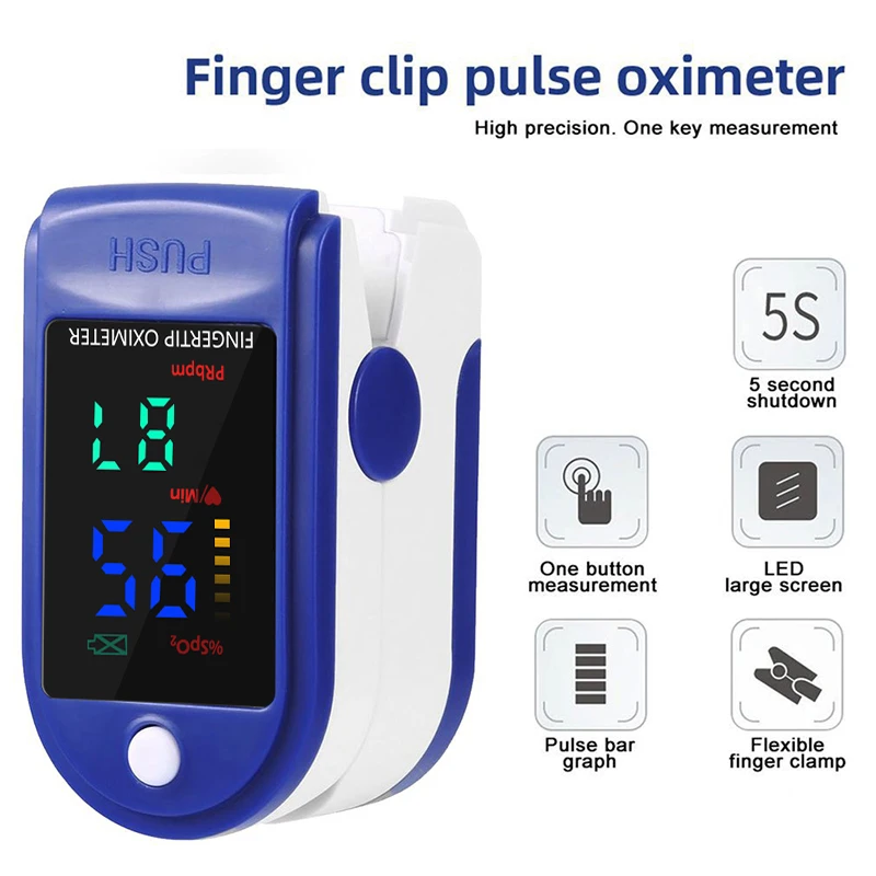 SPO2 Finger Pulse Oximeter Blood Oxygen Saturation Meter Oxymeters ...