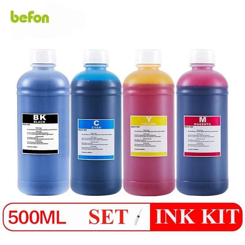 Befon 500ML CISS 시스템 리필 염료 잉크, 범용 프린터 잉크, HP 캐논 엡손 브라더 프린터 잉크 카트리지와 호환 ...