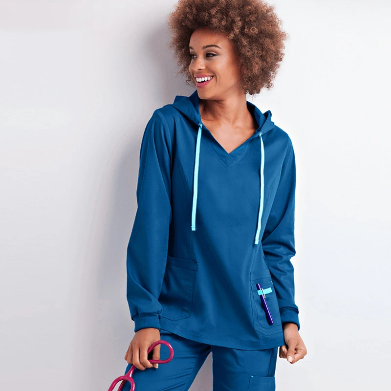 Scrub-Hoodies-Jogger-Pant-Medical-Uniform-Warm-Up-Women-Men-Workwear ...