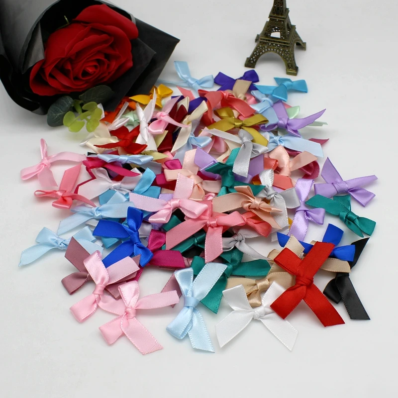 (50 200 Pcs/pack) Ribbon Bows Small Size Satin Ribbon Bow Flower Craft ...
