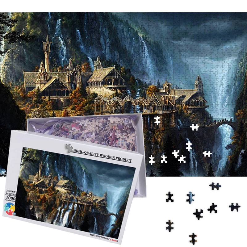 MOMEMO The Elf Castle Plane 1000 Pieces Puzzles Wooden Jigsaw 50*75cm ...