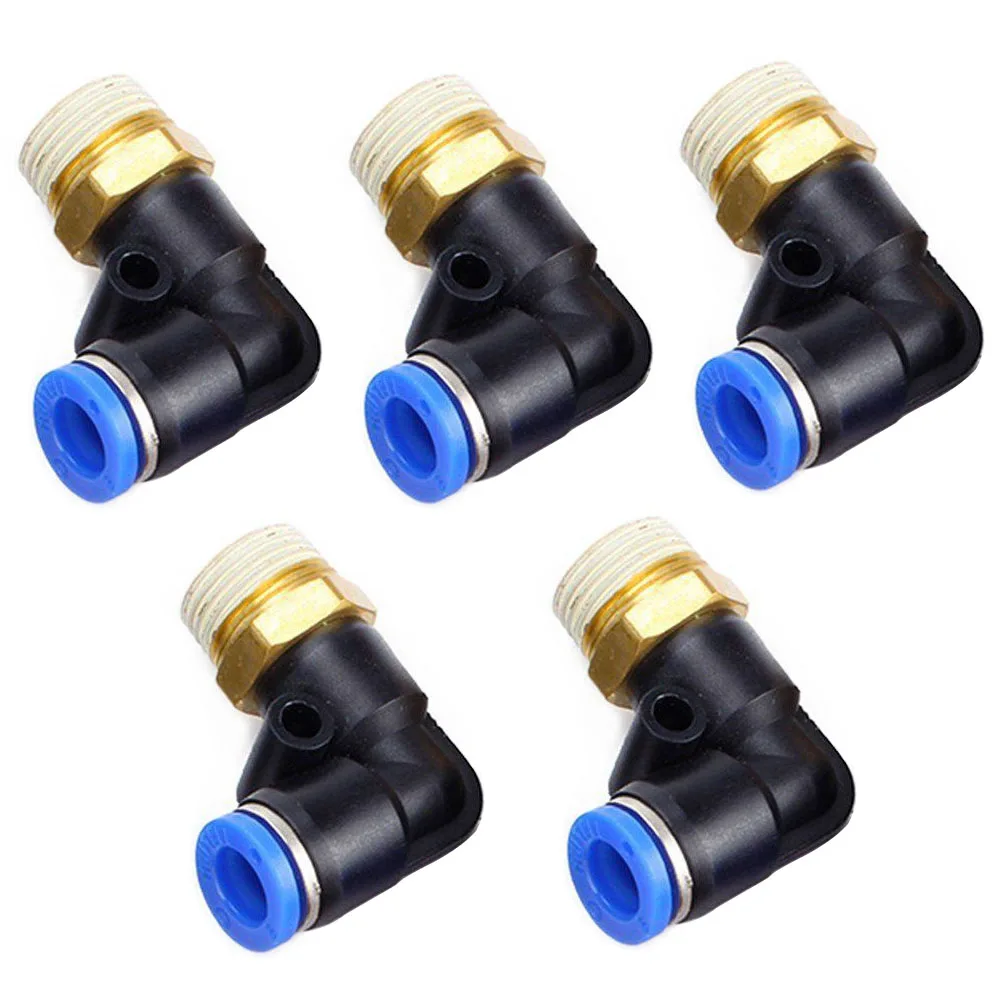 5 x Elbow Pneumatic Jointer Quick Connector Fittings 1/2"" BSPT 8mm 90 ...
