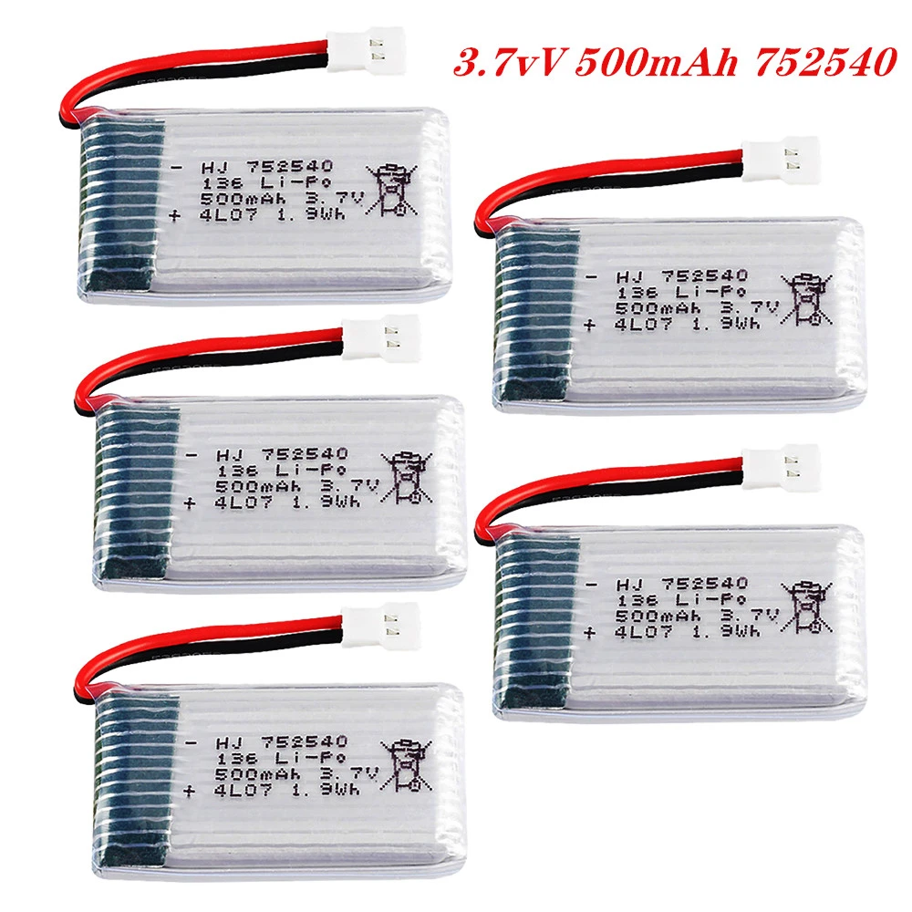 3.7V 500mAh 752540 Lipo Battery Rechargeable Battery For Syma X5C X5SW ...