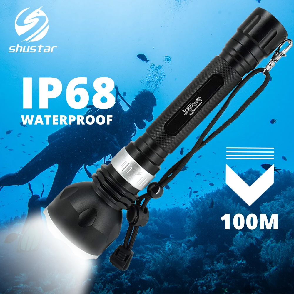 IP68 Waterproof Diving Flashlight Professional Diving Torch 100M ...