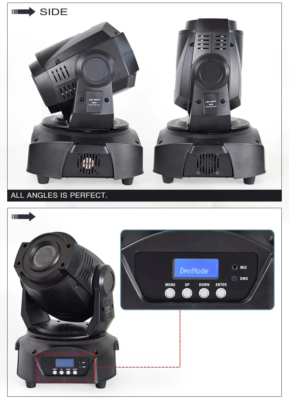 Lyre LED 90W Moving Head Stage Lighting Hi-Quality Spot Light With 3/6 ...