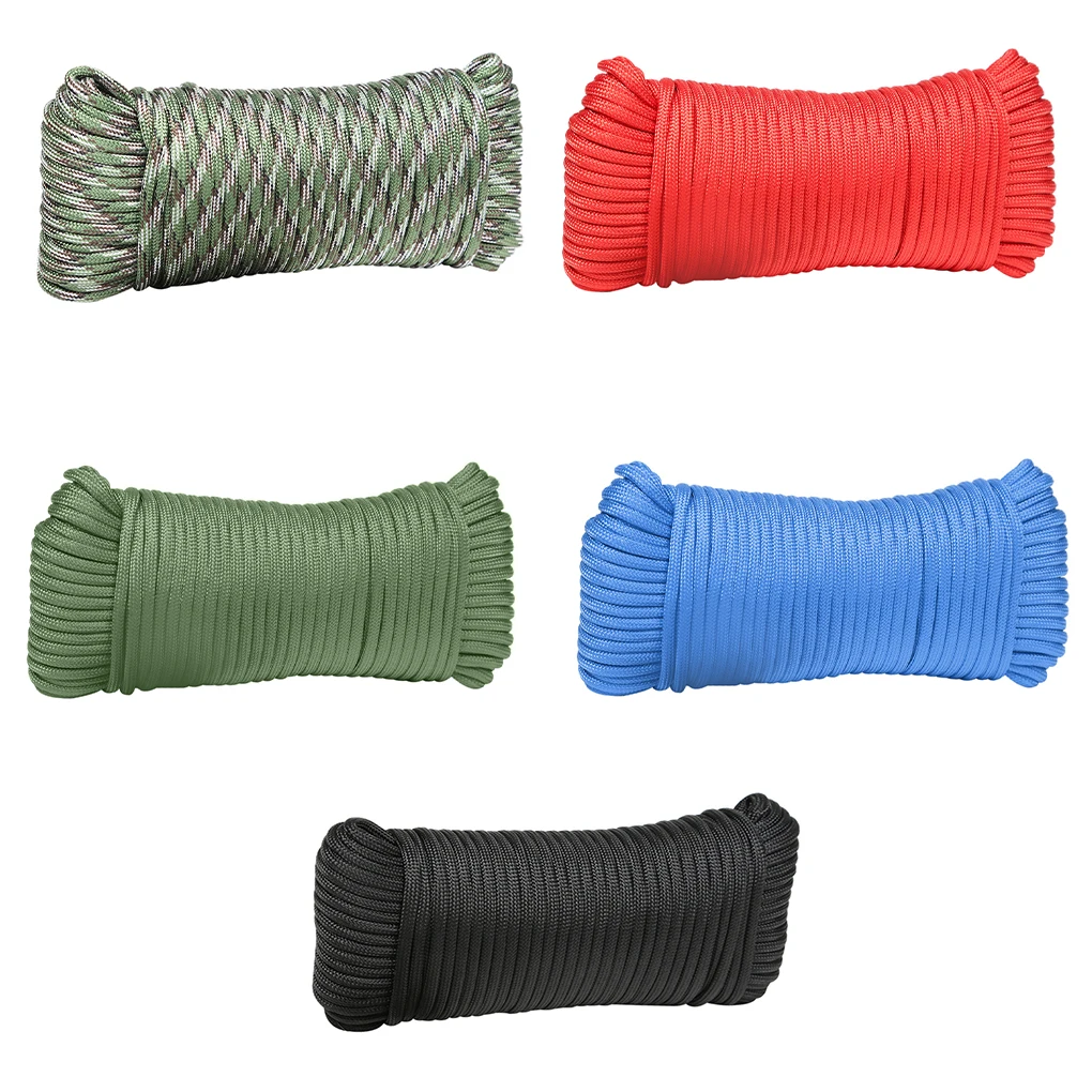 50m Climbing Rope 4mm Flexible 9 core Survival Strap Non slip Wear ...