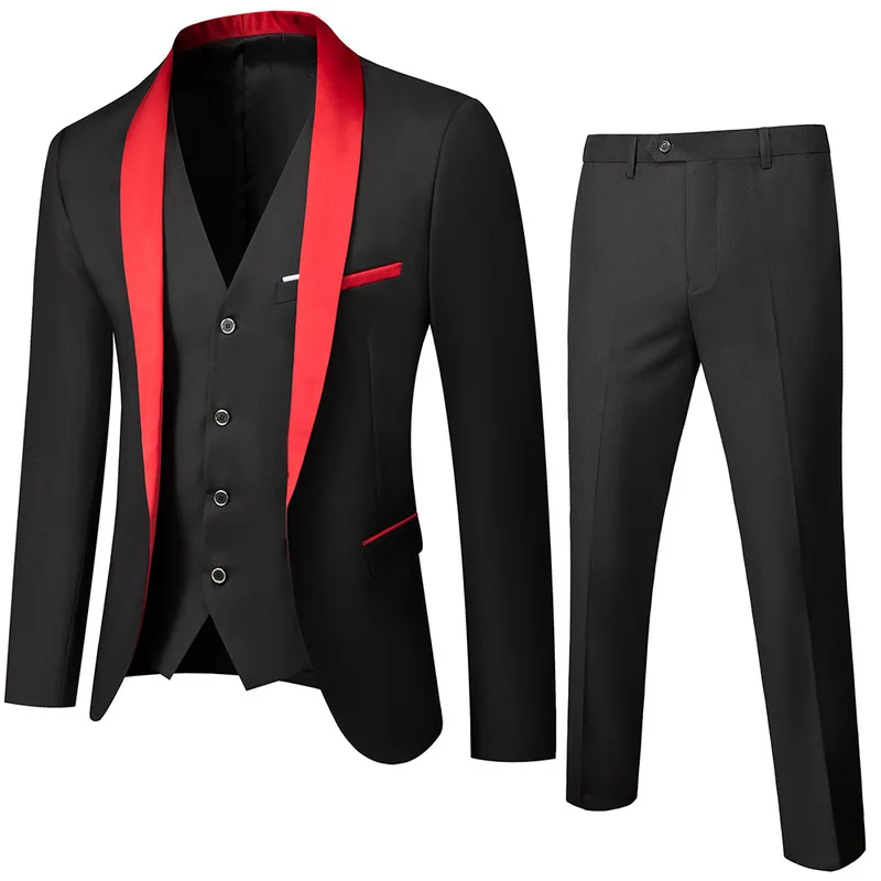 Men Wedding Suit 3 Pieces Jacket+Pants+Vest Men Suit Set Slim Fit ...
