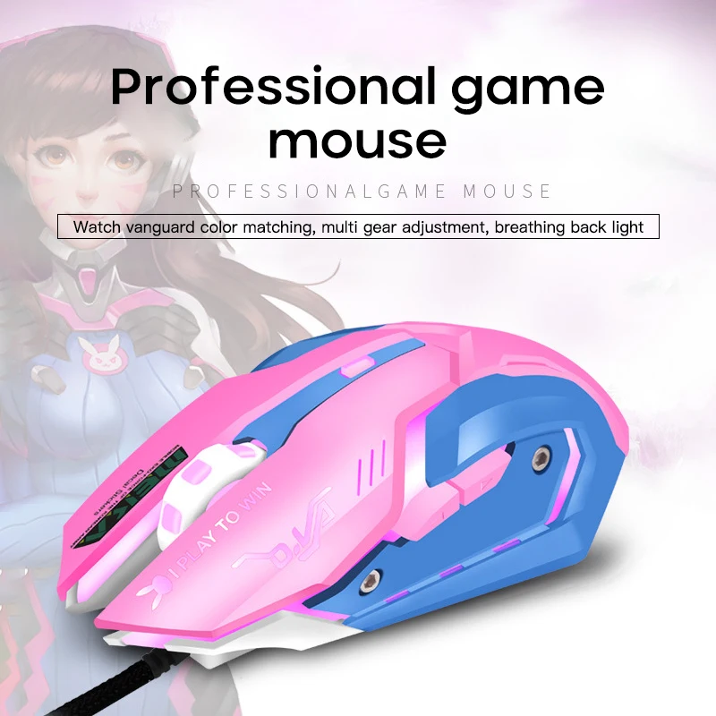 E-Sports-Mouse-para-Overwatch-Dva-Cute-Creative-Wired-Mouse-para-Gamer ...