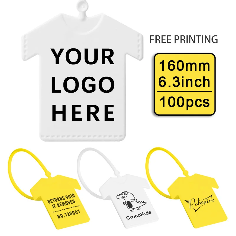 100-Custom-T-Shirt-Hang-Tags-Personalized-Plastic-White-Garment-Apparel ...