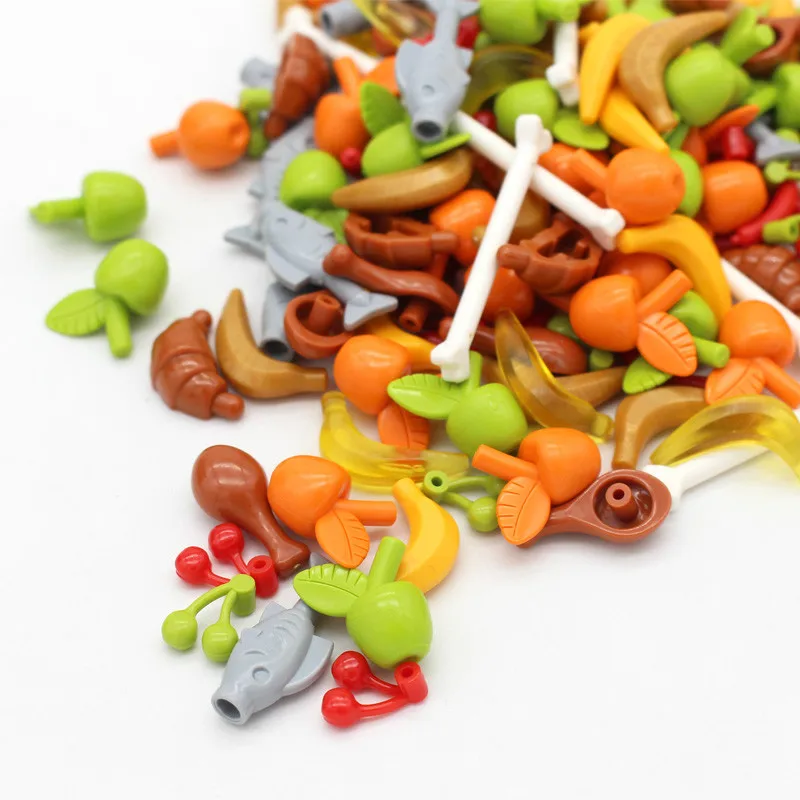 Moc-Food-Building-Blocks-Fruit-Apple-Banana-Frish-Dish-Bread-Drumstick ...