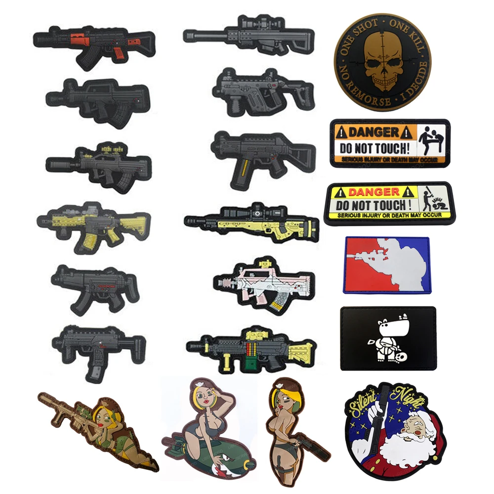 Pvc Rubber 3d Pistol Rifle Guns Mk Ak Ak47 Weapons Airsoft Hook Patch ...